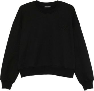 Emporio Armani Femme, Sweatshirts et sweats &agrave; capuche, Noir, Taille: 38 FR SweaT-shirt Logo Brod&eacute;