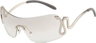 Generic Randlose Sonnenbrille für Damen mit Schlangen-Metallbeinen, Stilvolle Monoblock-Sonnenbrille mit Farbverlauf für den Au?enbereich, argent, Taille uniq