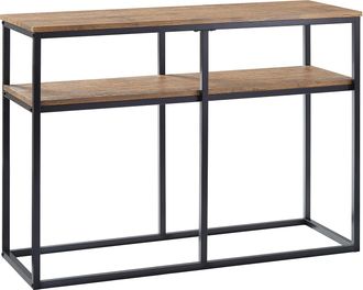 SoBuy FSB42-Q Vintage Konsolentisch mit 2 Ablagen Metall Flurtisch Dekotisch Sideboard Beistelltisch Natur/Schwarz BHT ca: 107x77x36cm
