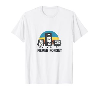 Hello Kitty Never Forget Retro Speicher Medien Diskette Kassette VHS Art T-Shirt