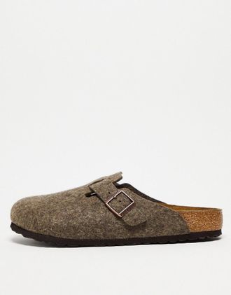 Birkenstock Boston - Clogs aus Wolle in Kakaobraun