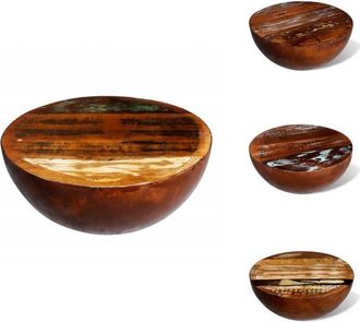 vidaXL Table basse Forme de bol avec base en acier Bois recyclé - Table Basse - Table Dappoint - Meubles Vintage - Mobilier Design - Table Ronde