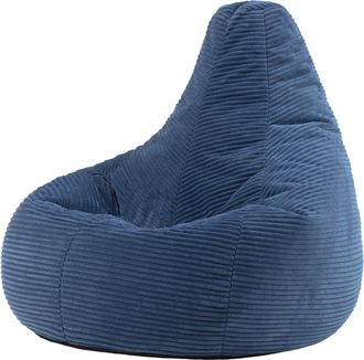 Icon Brand Dalton Sitzsack Cord, Denimblau, Gaming Sitzsack Erwachsene mit F&uuml;llung, Bean Bag, Cord Sessel, Lounge Sessel, Lounge Stuhl, Schlafzimmer, Wohnzimmer,