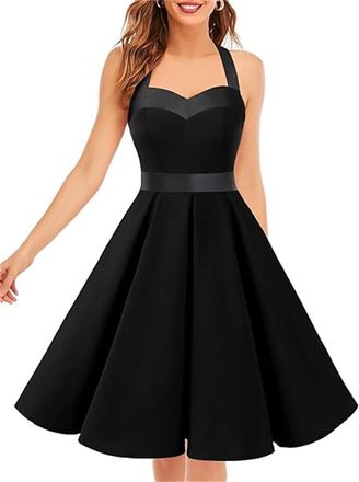 Dresstells Cocktailkleid Damen Festliche Kleider Abschlusskleid Rockabilly Weihnachtskleid Vintage Abendkleider Elegant F&uuml;r Hochzeit Gro&szlig;e Gr&ouml;&szlig;en Black 3XL