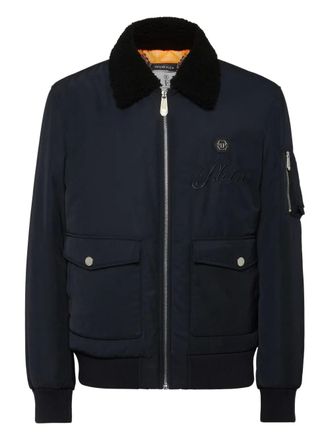 Philipp Plein Bomberjacke mit Shearling-Kragen - Blau