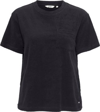 Oxmo OXFRIKA Damen T-Shirt Kurzarm Shirt Frotee Shirt mit Brusttasche Regular Fit, Größe:XL, Farbe:Black (194007)