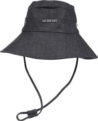 Jacquemus Homme, Accessoires, Bleu, Taille: 56 CM Bob Pêcheur en Denim avec Sangle Ajustable