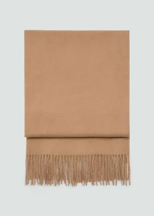 Mango &Eacute;charpe &agrave; franges marron moyen - Femme - Taille unique - MANGO