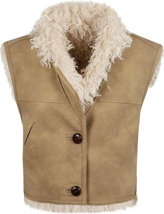Isabel Marant trimmed sleeveless faux-fur waistcoat - Nude