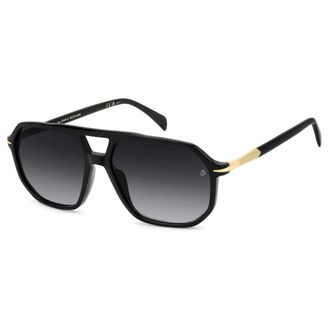 Eyewear by David Beckham Vintage Eckige Sonnenbrille Schwarz Gl&auml;nzend - - Accessories - Herren - Schwarzk - 59 MM