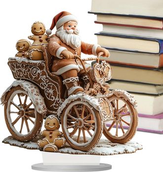 Generic 2D Acryl Weihnachtsmann-Statue auf Schlitten | Weihnachtskulptur mit Lebkuchenfigur Reiten | Inklusive St&auml;nder, perfekt f&uuml;r Wohnzimmer, Schlafzimmer, 