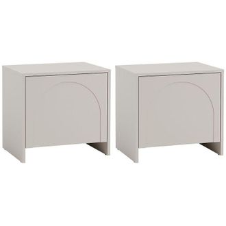 Vente-Unique Lot de 2 tables de chevet avec 1 porte - Beige - NALYRA de Maison C&eacute;phy