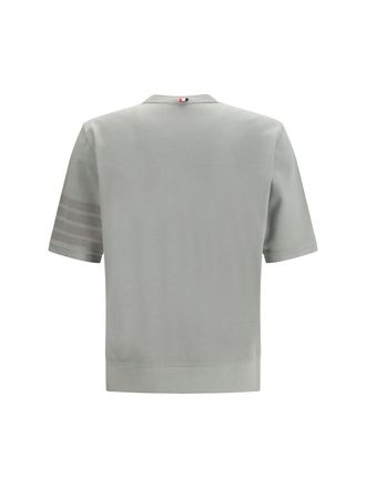 Thom Browne Mens 4-Bar Cotton Jersey T-Shirt Lt Grey T-Shirts And Polos