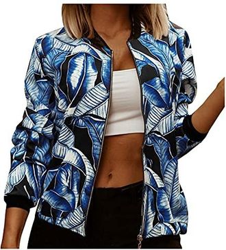 Generic Vestes pour femmes 2026 avec fermeture &eacute;clair int&eacute;grale - Haut l&eacute;ger et d&eacute;contract&eacute; pour adolescentes, bleu, L