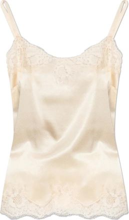 Dolce & Gabbana Femme, Tops, Beige, Taille: 40 FR Top Satin Style Lingerie