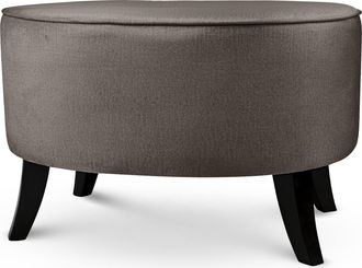 MG Design Ovaler Samt-Hocker 62 x 72 cm in Braun mit Holzbeinen - Gepolsterter Fu&szlig;hocker f&uuml;r Wohnzimmer oder Schlafzimmer