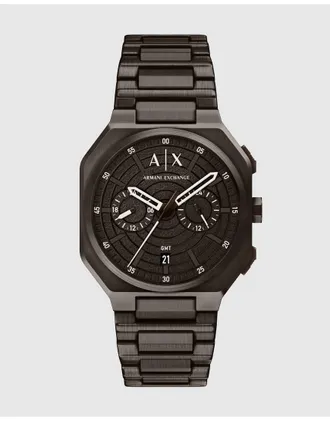 A|X Armani Exchange Bass Dual-Time Uhr aus braunem Edelstahl in Braun