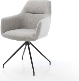 DELIFE Drehstuhl Pejo-Flex Stripes Hellgrau Kreuzgestell konisch Schwarz 180&deg; drehbar, Esszimmerst&uuml;hle