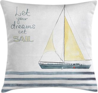 Abakuhaus inspirativ Kissenbezug, Segeln Reisen, Wasser und Schmutz resistent Waschbar Beidseitiger Druck mit Reißverschluß, 40 x 40 cm, Blassblau Weiß