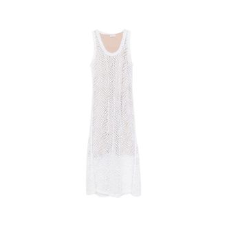 Brunello Cucinelli H&auml;kelstrickkleid mit Paillettenverzierung - - Dresses - Damen - Wei&szlig; - M
