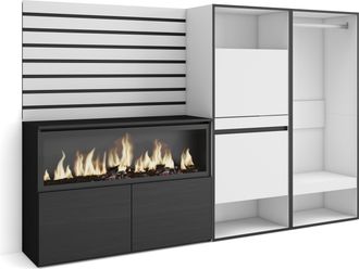 Skraut Home | Sideboard, Kommode | Aufbewahrungsschrank | 227x145x35 cm | F&uuml;r Schlafzimmer, Zimmer | Elektrokamin XXL | Schuhschrank | Offener Kleiderschrank | Mo