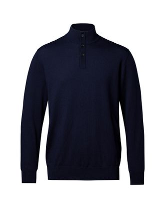 CHARLES TYRWHITT Merinopullover mit Kn&ouml;pfen - Marineblau