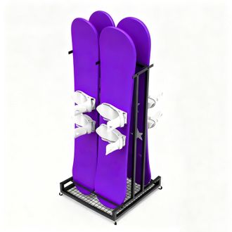 Generic Snackregale,gro&szlig;es freistehendes Snowboardregal,bewegliche Skiregale aus Eisen f&uuml;r 2,3,4 oder 5 Paar Ski,Organizer Keller/Garage/Skigebiet(B 62 cm(24 