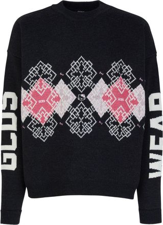 GCDS Gestrickter Pullover mit Hello Kitty-Verzierung - Schwarz