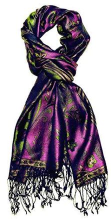 Lorenzo Cana Pashmina pour l´homme - écharpe de 100% soie avec les mesures de 70 x 190 cm - fait à la main - souple élégant en violet pétrole vert émeraude bleu
