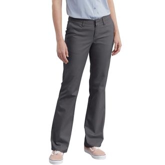 Dickies Damen Hose aus Stretch-Twill mit Flacher Vorderseite, Schmale Passform, Bootcut Khakis, anthrazit, 44 Regulär