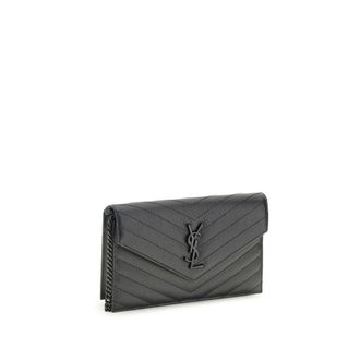 Saint Laurent Womens Black Calf Leather Bos Taurus Wallet