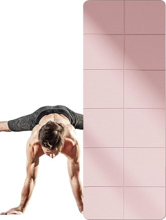 Generic Zusammenklappbare Yogamatte, faltbare Fitnessmatte | Tragbare Pilatesmatte | Barfu&szlig;-&Uuml;bungsunterlage f&uuml;r Yoga, Pilates und Boden&uuml;bungen, 72 x 24 x 0,1 