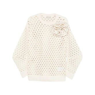 Blumarine Pullover mit Blumenapplikation - - Knitwear - Damen - Wei&szlig; - S/M
