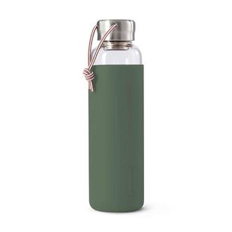 Black + Blum Bouteille dEau de Voyage en Verre &Eacute;tanche et L&eacute;g&egrave;re avec Manchon de Protection - Hydratation Quotidienne - Olive - 600 ml