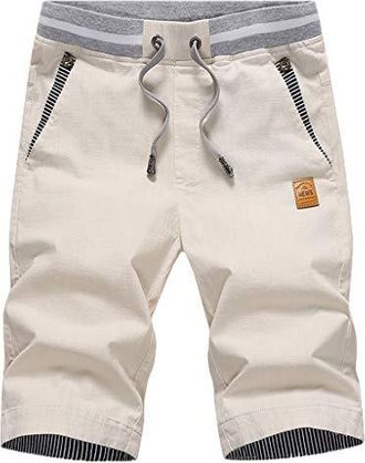 Generic Short d&eacute;contract&eacute; pour homme 100 % coton, coupe ample, respirant, avec deux poches lat&eacute;rales et cordon de serrage r&eacute;glable, style vacances, plage, mar