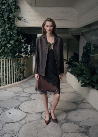 Mango Lederblazer mit Kn&ouml;pfen braun - Damen - XS - MANGO