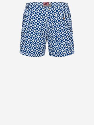MC2 Saint Barth Geometric-Print Polyester Swim Shorts - Navy