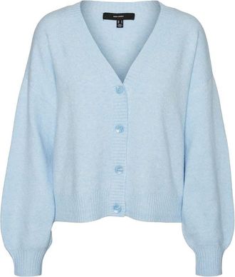 Vero Moda Damen Vmdoffy Ls V-Neck Button Cardigan Ganoos Strickjacke, Blue Bell, S EU