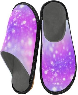 HMZXZ Pantoufles modernes colorées abstraites pour homme et femme, violet et rose, pantoufles dintérieur pour la maison, la chambre à coucher, les voyages, 