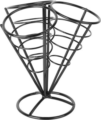 OSALADI Schwarzer Edelstahl Servierst&auml;nder f&uuml;r Vorspeisen mit So&szlig;enhaltern Drahtgitter Lebensmittelpr&auml;sentationsst&auml;nder f&uuml;r Pommes Frites und Snacks Gastro Sn