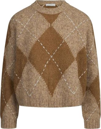 Ballantyne Diamond Cropped Sweater - - Knitwear - Damen - Beige - XS