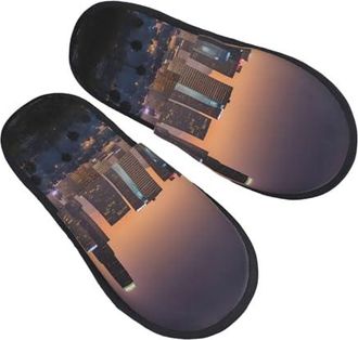 Generic Chaud Pantoufles Hommes Impression de la silhouette de Los Angeles Accueil Slippers L&eacute;g&egrave;re Chaussons Femme pour Adulte Femme Int&eacute;rieur M