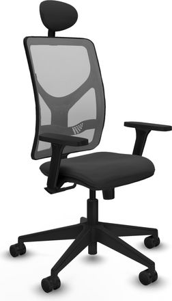 Piqueras y Crespo B&uuml;rostuhl, grau, mit 3D-Armlehnen, h&ouml;henverstellbarer Lendenwirbelst&uuml;tze und festem Kopfteil, ausgestattet mit 3 Positionen und Schneideschaum, Grau/D