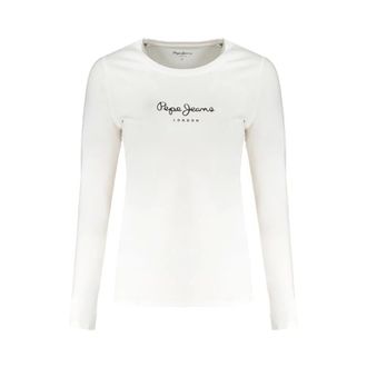 Pepe Jeans London Femme, Tops, Blanc, Taille: 44 FR Blanc Coton Logo Imprim&eacute; Manches Longues