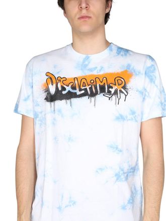 Disclaimer Logo Print Cotton T-Shirt - Blue