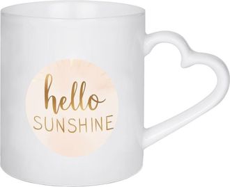 artboxONE Herztasse Hello Sunshine Gold von Carina - Herztasse Typografie