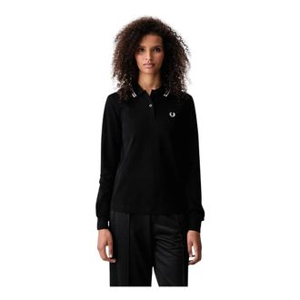 Fred Perry Langarm Twin Tipped Polo - - Tops - Damen - Schwarzk - M