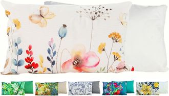 JACK Outdoor Lounge Kissen 30x50cm Motiv Dekokissen inkl. Füllung Wasserfest Sitzkissen Garten Stuhl, Farbe:Los Blumos