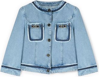 Motivi Femme, Vestes, Bleu, Taille: 38 FR Veste en jean avec cha&icirc;nes