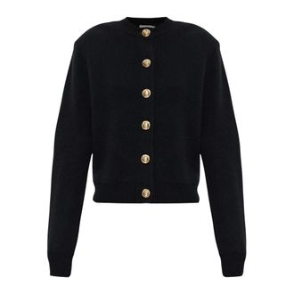 Balmain Woll-Strickjacke mit Schulterpolstern - - Knitwear - Damen - Schwarzk - M